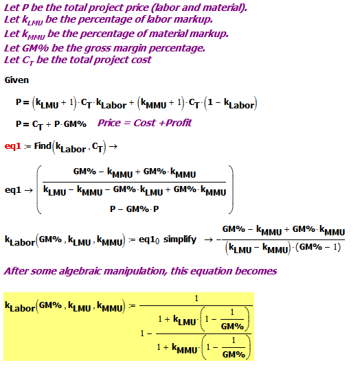 Gross Margin Versus Labor and Material Markups | Math Encounters Blog